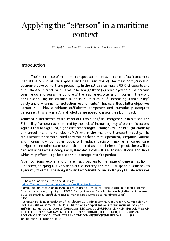 (PDF) Applying the "ePerson" in a maritime context