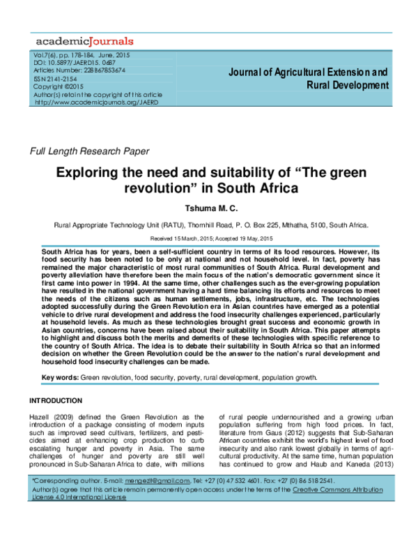 (PDF) Exploring the need and suitability of The green revolution in ...