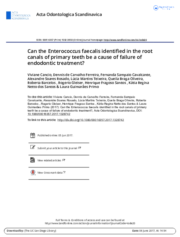 (PDF) Can the Enterococcus faecalis identified in the root canals of primary teeth be a cause of ...