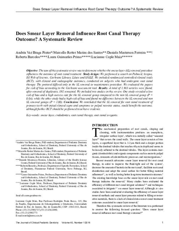 (PDF) Does Smear Layer Removal Influence Root Canal Therapy Outcome? A ...
