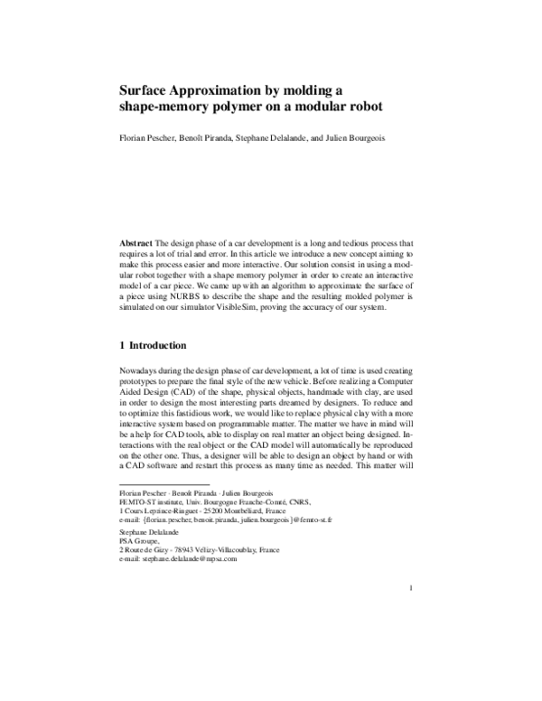 (PDF) Surface Approximation by molding a shape-memory polymer on a ...