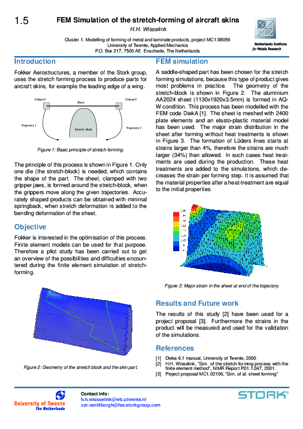 (PDF) FEM Simulation of the stretch-forming of aircraft skins [poster]