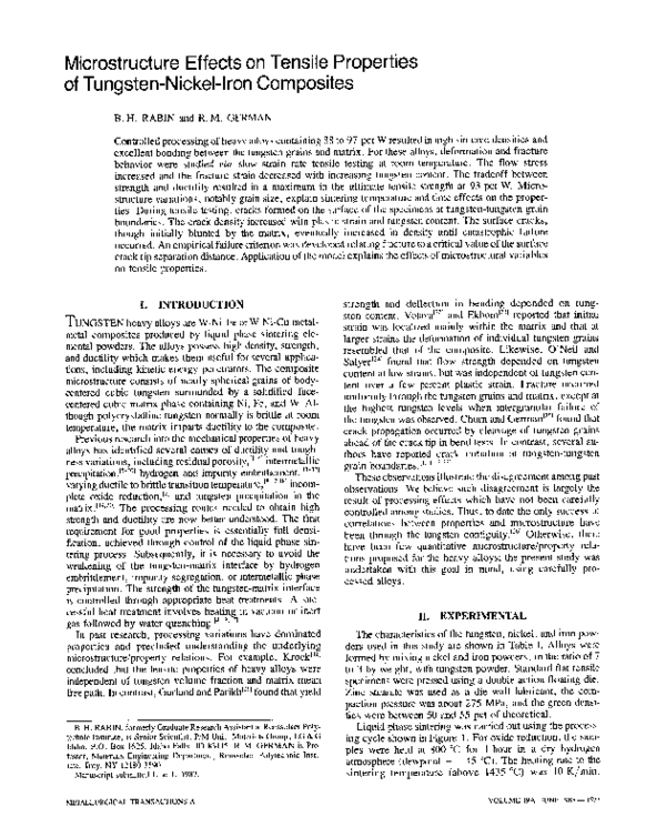 (PDF) Microstructure effects on tensile properties of tungsten-Nickel ...