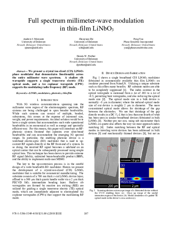 (PDF) Full Spectrum Millimeter-Wave Modulation in Thin-Film LiNbO3