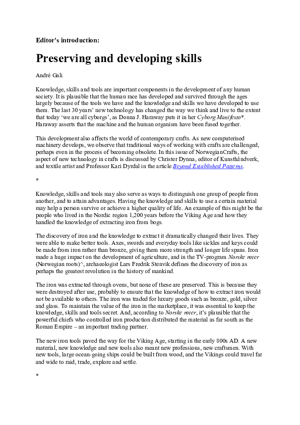 (PDF) Preserving and developing skills