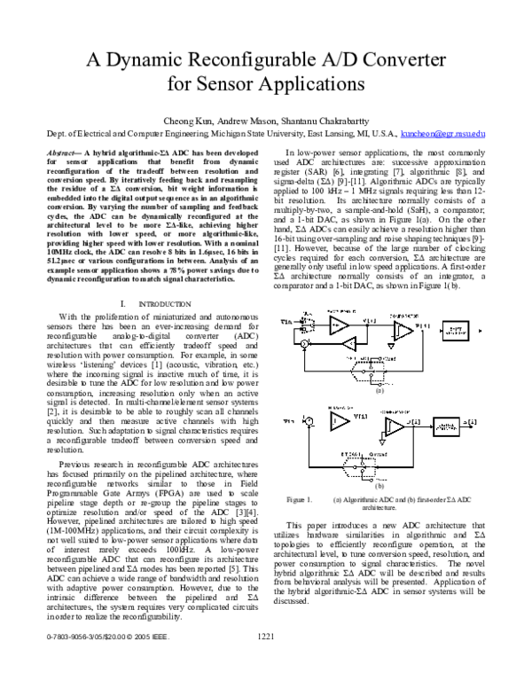 (PDF) A Dynamic Reconfigurable A/D Converter for Sensor Applications