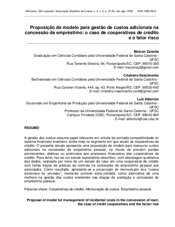 (PDF) Proposição De Modelo Para Gestão De Custos Adicionais Na ...