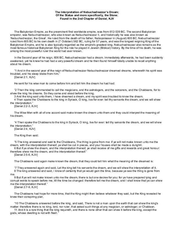 (PDF) Interpretation of the STATUE & the STONE in 2nd Chapter of Daniel ...