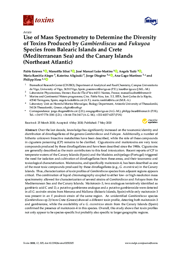 (PDF) Use of Mass Spectrometry to Determine the Diversity of Toxins ...