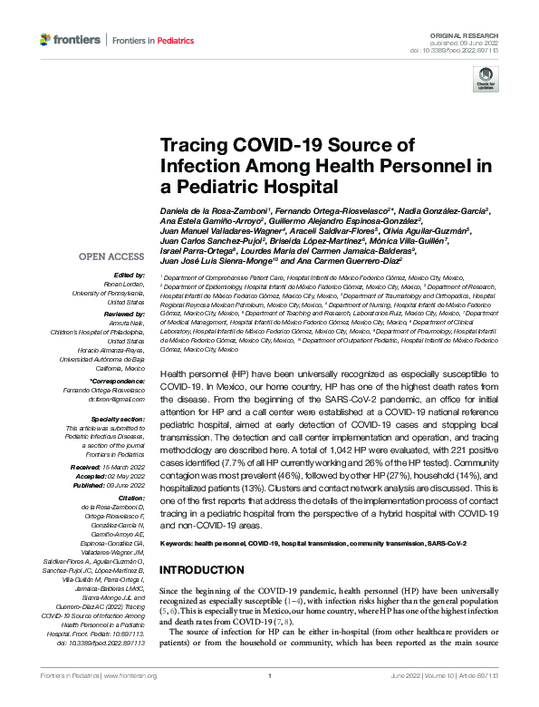 (PDF) Tracing COVID-19 Source of Infection Among Health Personnel in a ...