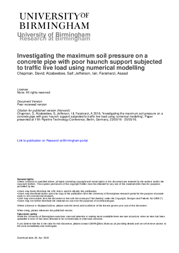 (PDF) Investigating the maximum soil pressure on a concrete pipe with ...