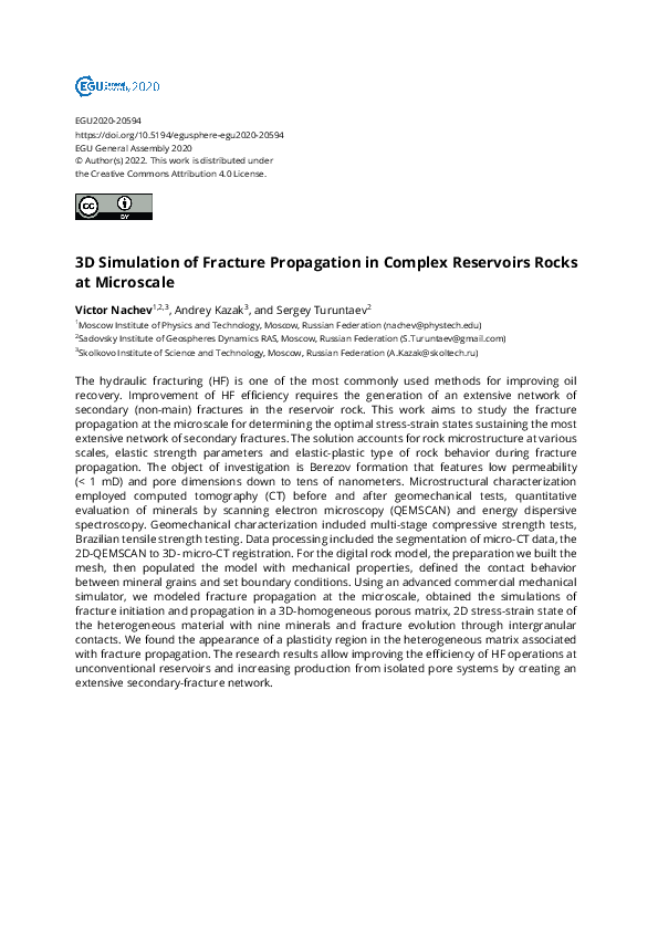 Pdf 3d Simulation Of Fracture Propagation In Complex Reservoirs Rocks At Microscale