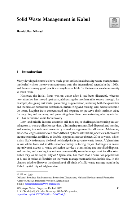(PDF) Solid Waste Management in Kabul
