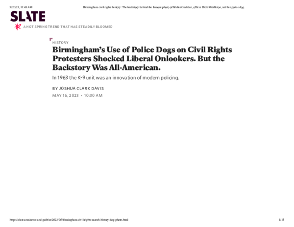 (PDF) Birmingham’s Use of Police Dogs on Civil Rights Protesters ...