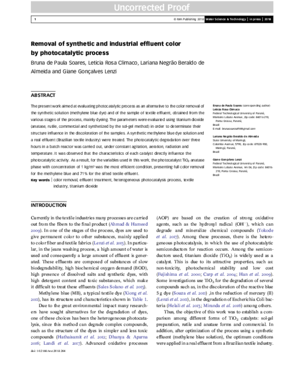 (PDF) Removal of synthetic and industrial effluent color by ...