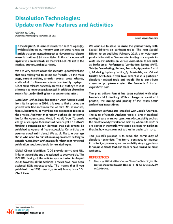 (PDF) Meeting Report: AAPS–NIFDC Joint Workshop on Dissolution Testing ...