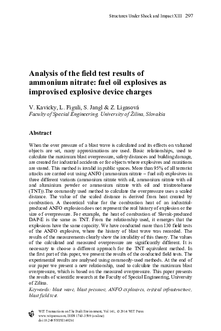 (PDF) Analysis of the field test results of ammonium nitrate: fuel oil ...