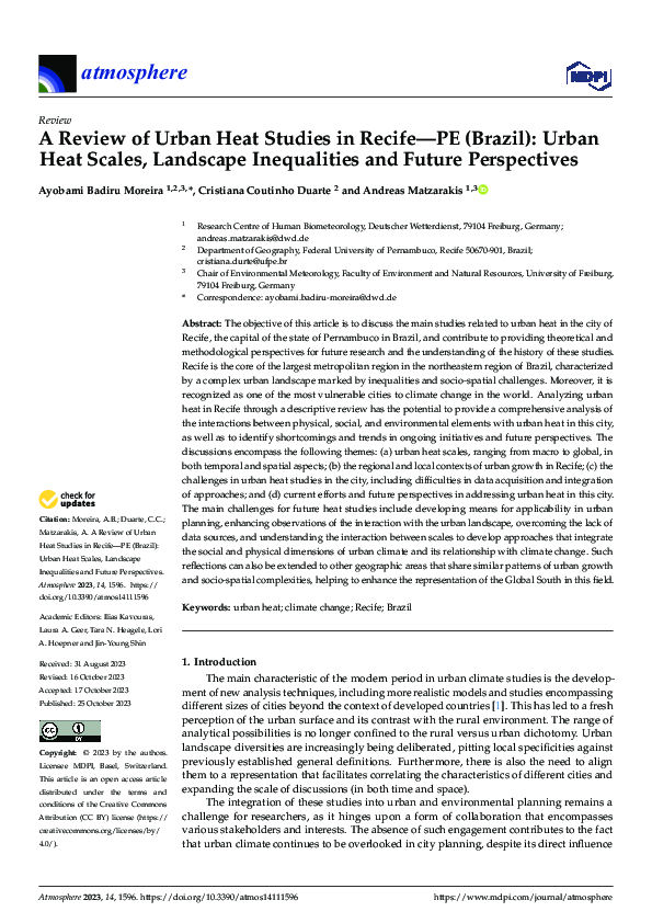 (PDF) A Review of Urban Heat Studies in Recife—PE (Brazil): Urban Heat ...