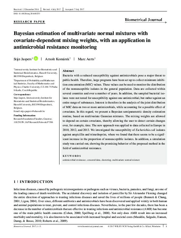 Pdf Bayesian Estimation Of Multivariate Normal Mixtures With Covariate‐dependent Mixing