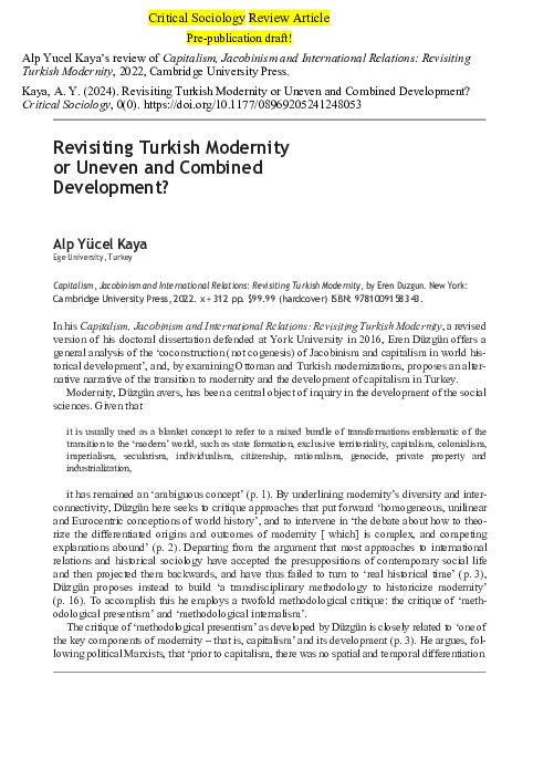 (PDF) Alp Yücel Kaya, "Revisiting Turkish Modernity or Uneven and ...