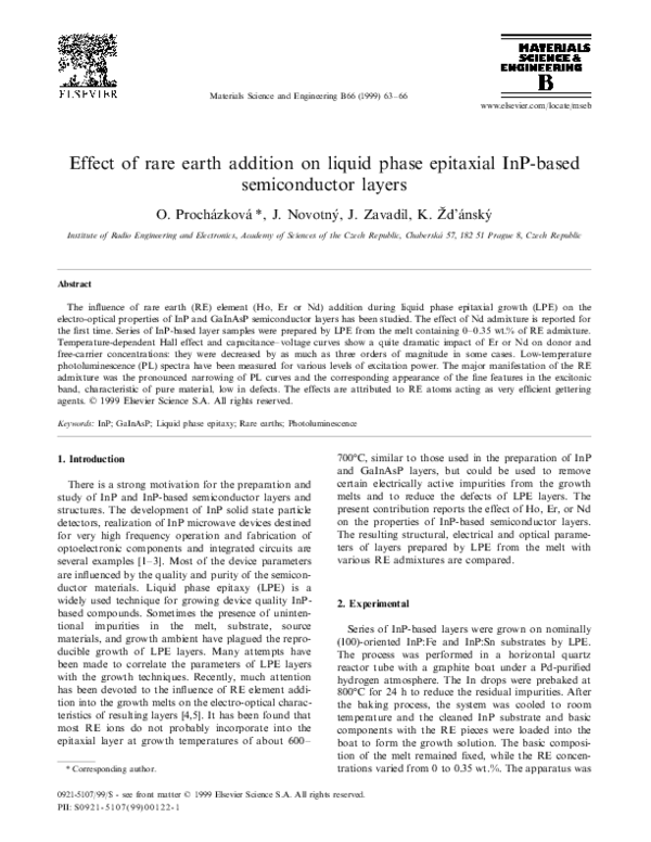 (PDF) Effect of rare earth addition on liquid phase epitaxial InP-based ...