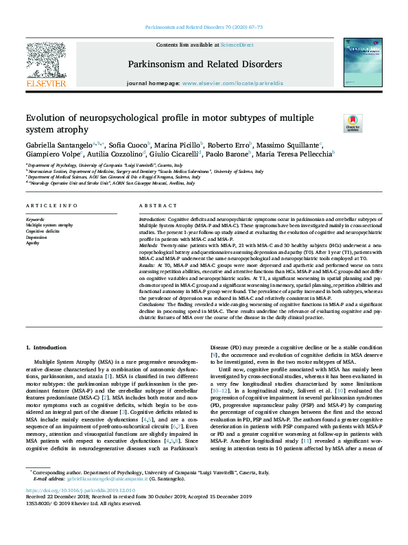 (PDF) Evolution of neuropsychological profile in motor subtypes of ...