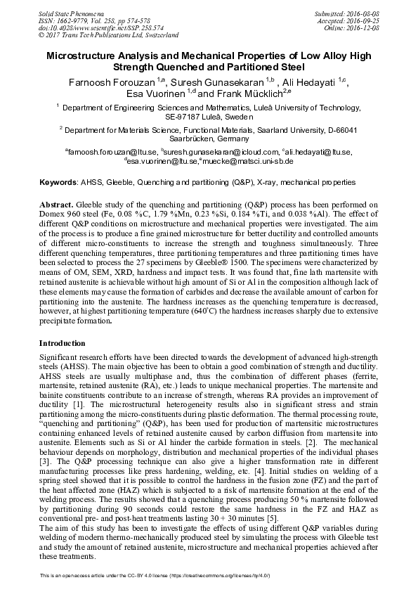 (PDF) Microstructure Analysis and Mechanical Properties of Low Alloy ...