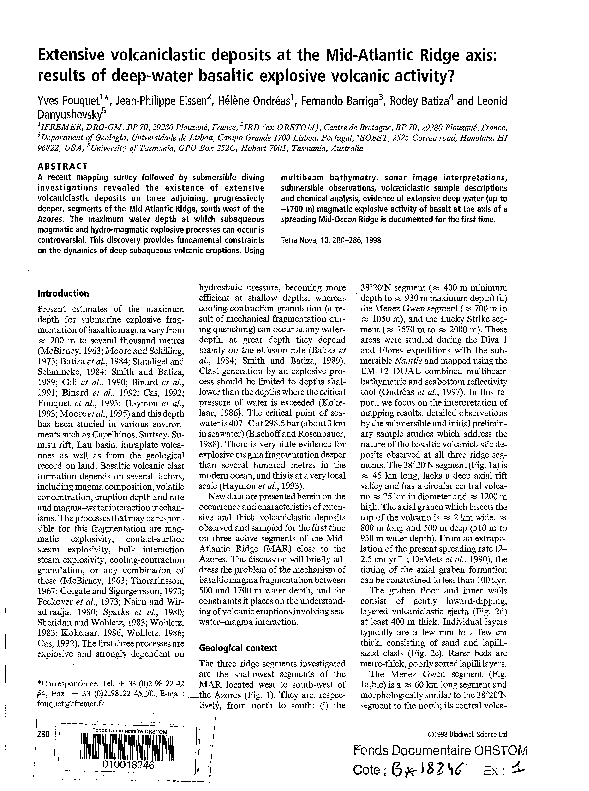 (PDF) Extensive volcaniclastic deposits at the Mid-Atlantic Ridge axis ...