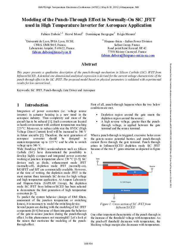 (PDF) Modeling of the Punch-Through Effect in Normally-On SiC JFET used ...