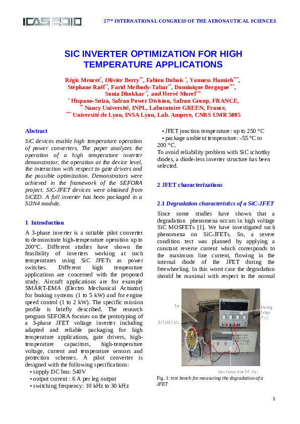 (PDF) Sic Inverter Optimization for High Temperature Applications