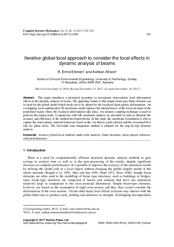 (PDF) Iterative global-local approach to consider the local effects in dynamic analysis of beams