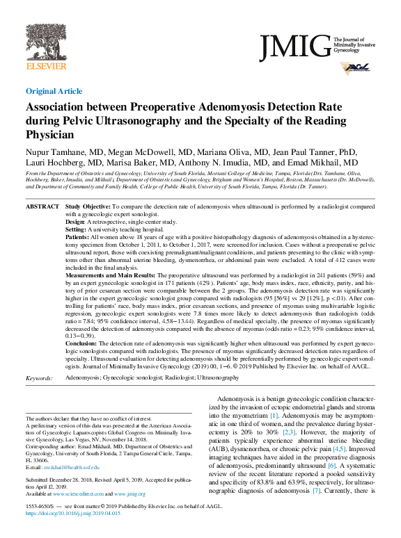 (PDF) Association between Preoperative Adenomyosis Detection Rate during Pelvic Ultrasonography ...