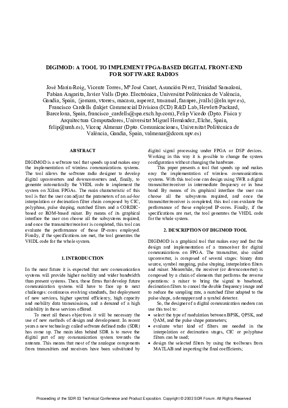 (PDF) Digimod: A Tool to Implement Fpga-Based Digital Front-End for ...