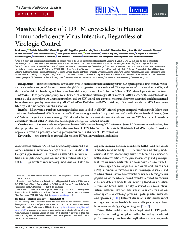 (PDF) Massive Release of CD9+ Microvesicles in Human Immunodeficiency ...