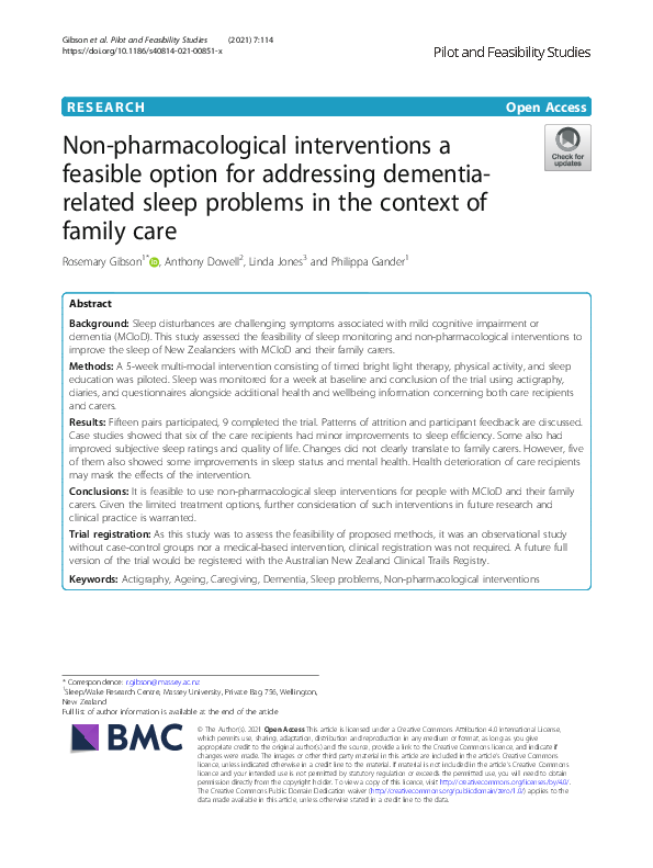 (PDF) Non-pharmacological interventions a feasible option for addressing dementia-related sleep ...