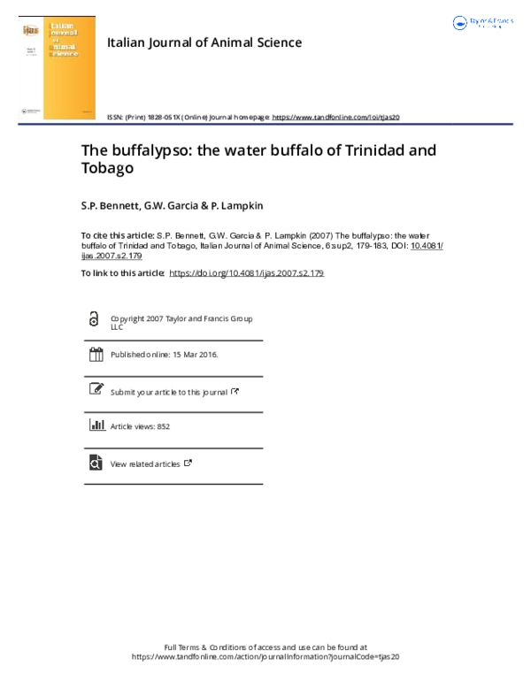 (PDF) The buffalypso: the water buffalo of Trinidad and Tobago