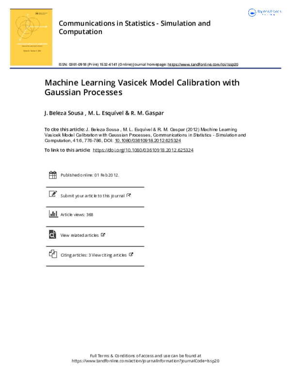 (PDF) Machine Learning Vasicek Model Calibration with Gaussian Processes