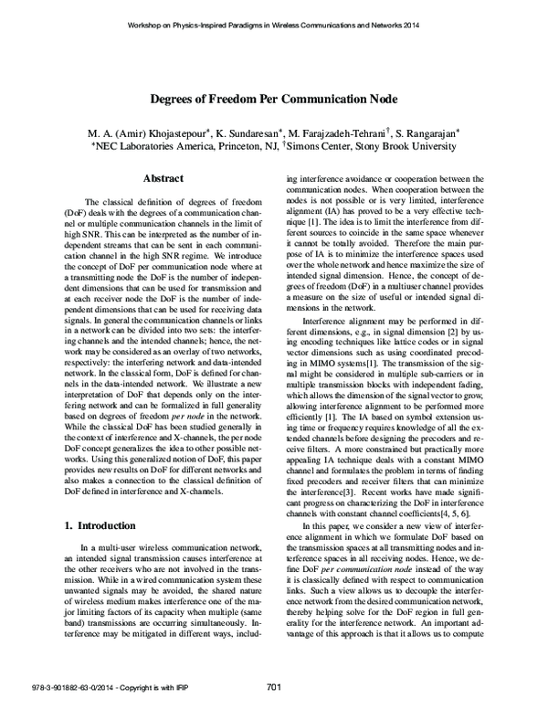 (PDF) Degrees of Freedom Per Communication Node