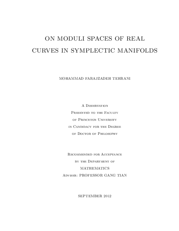 (PDF) On Moduli Spaces of Real Curves in Symplectic Manifolds