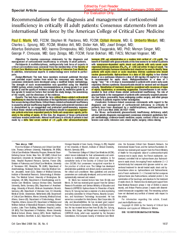 (PDF) Recommendations for the diagnosis and management of ...