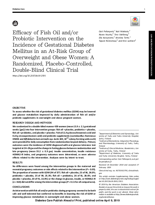 (PDF) Efficacy of fish oil and/or probiotic intervention on the ...