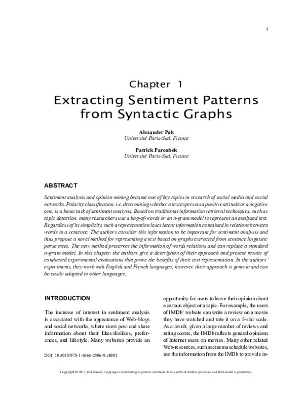 Pdf Extracting Sentiment Patterns From Syntactic Graphs
