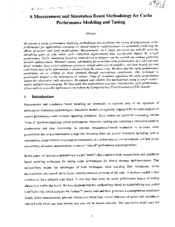 (PDF) A Measurement and Simulation Based Methodology for Cache Performance Modeling and Tuning