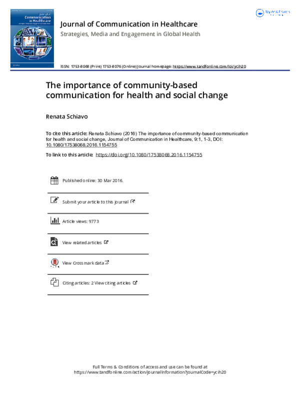 (PDF) The importance of community-based communication for health and ...