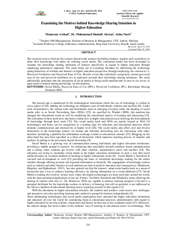 (PDF) Examining the Motives behind Knowledge Sharing Intention in ...
