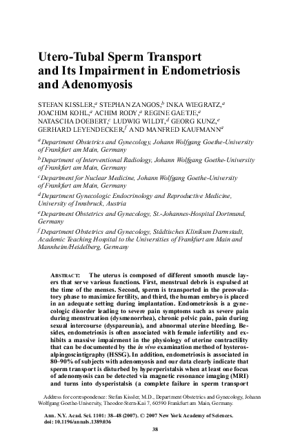 (PDF) Utero-Tubal Sperm Transport and Its Impairment in Endometriosis ...