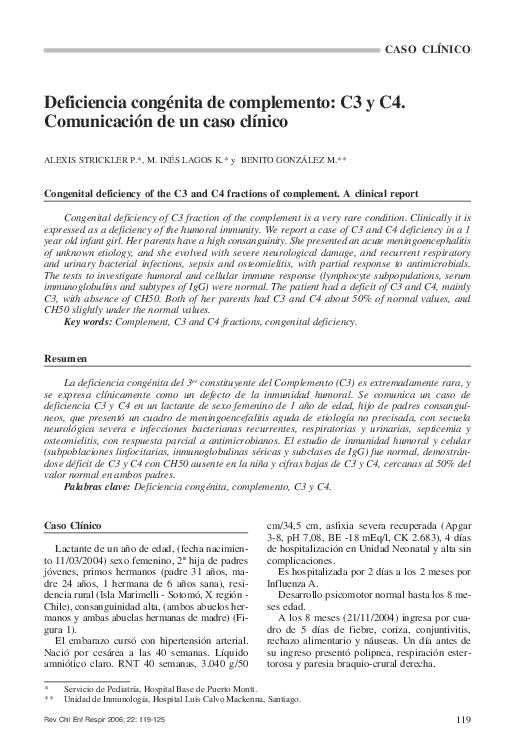(PDF) Deficiencia congénita de complemento: C3 y C4: Comunicación de un ...