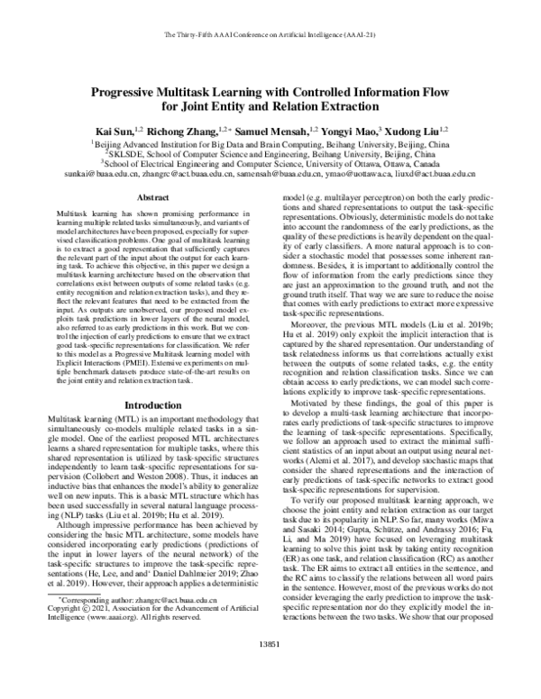 Pdf Progressive Multi Task Learning With Controlled Information Flow For Joint Entity And