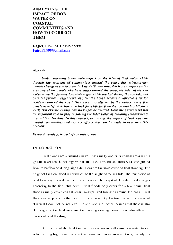 (PDF) Analyzing the Impact of Rob Water on Coastal Communities and How ...