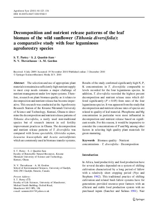 (PDF) Decomposition and nutrient release patterns of the leaf biomass of the wild sunflower ...